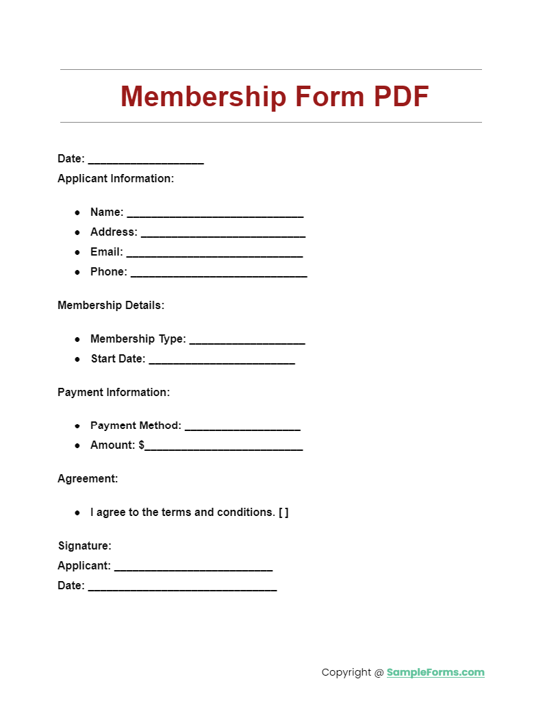 FREE 56+ Membership Form Samples, PDF, Word, Google Docs, Excel
