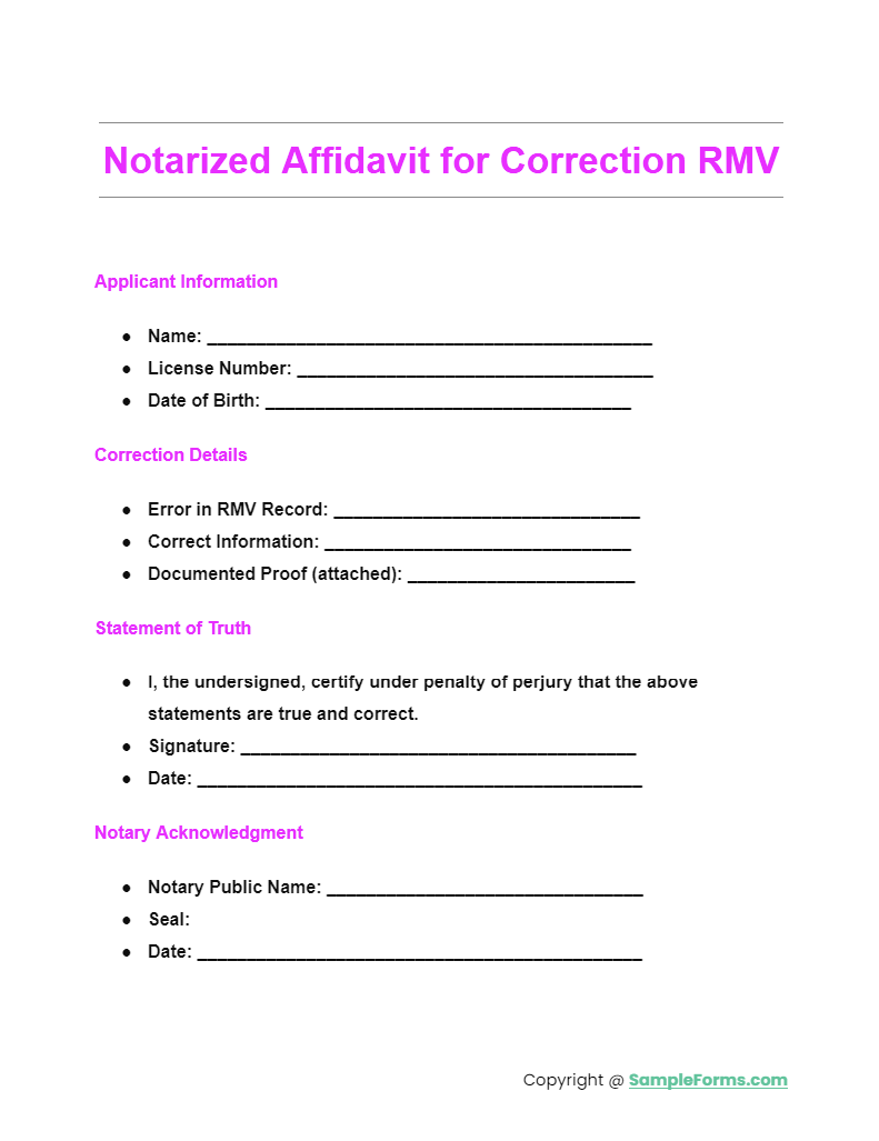 FREE 11+ Correction Affidavit Form Samples, PDF, MS Word, Google Docs