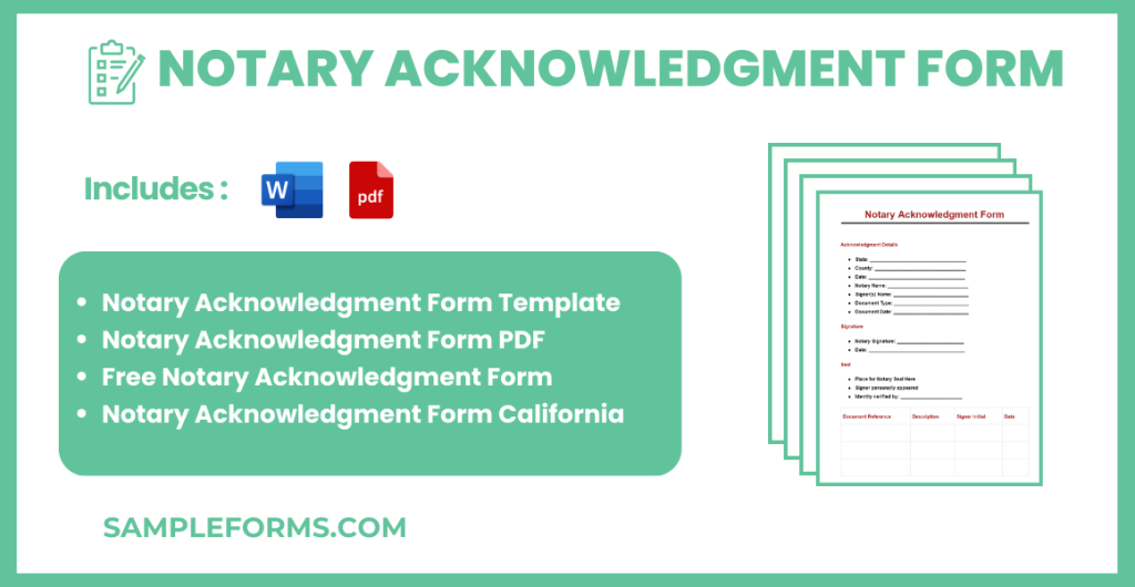 FREE 14+ Notary Acknowledgment Form Samples, PDF, MS Word, Google Docs