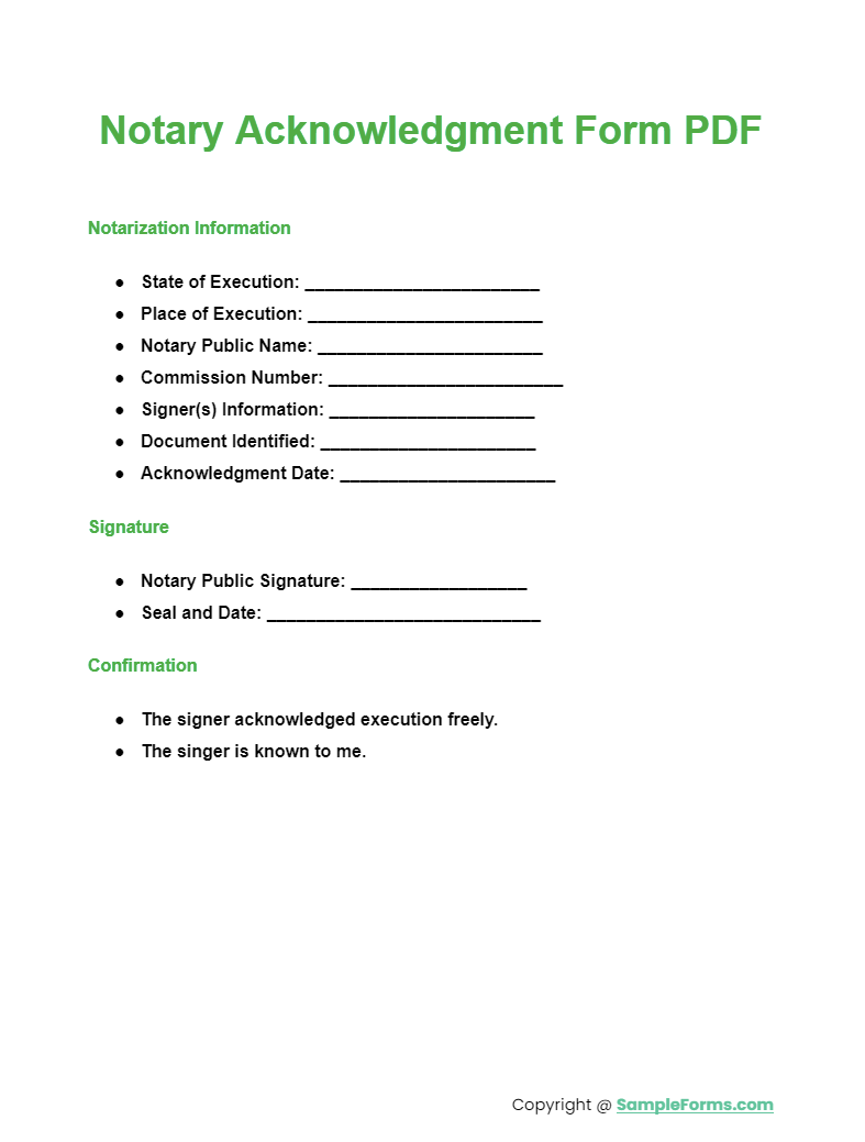 FREE 14+ Notary Acknowledgment Form Samples, PDF, MS Word, Google Docs