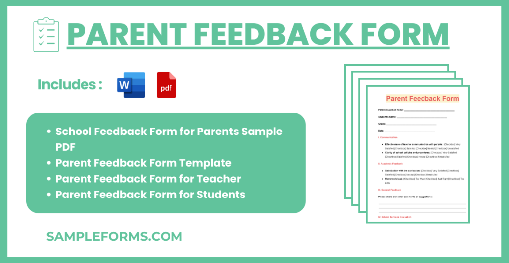 FREE 32+ Parent Feedback Form Samples, PDF, MS Word, Google Docs, Excel