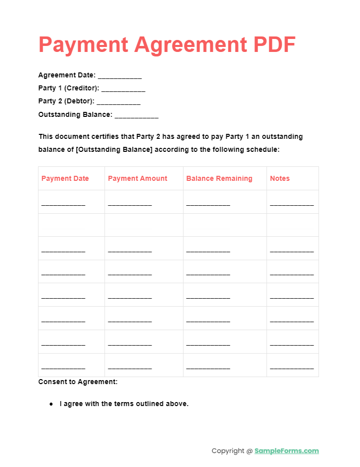 FREE 12+ Payment Agreement Samples, PDF, MS Word, Google Docs