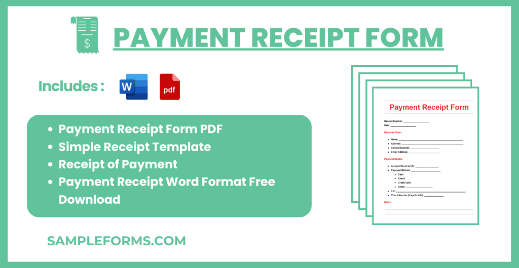 FREE 11+ Payment Receipt Form Samples, PDF, MS Word, Google Docs, Excel
