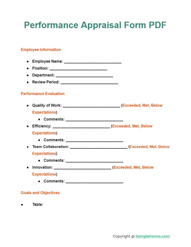 FREE 25+ Performance Appraisal Form Samples, PDF, MS Word, Google Docs