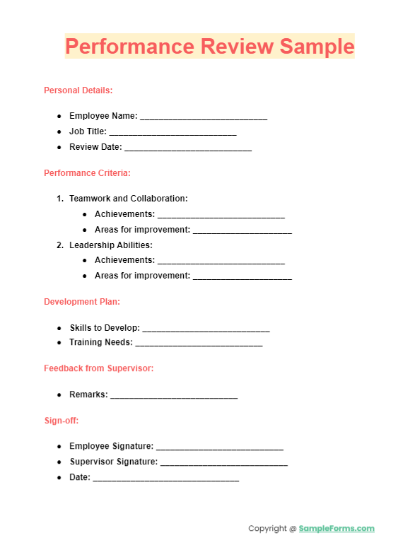 FREE 13+ Performance Review Samples, PDF, MS Word, Google Docs