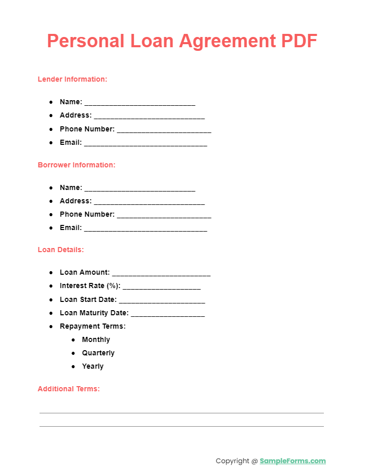 FREE 12+ Personal Loan Agreement Form Samples, PDF, MS Word, Google Docs