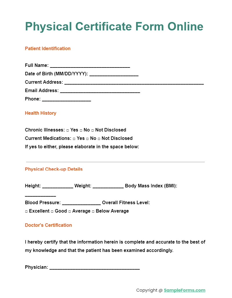 FREE 11+ Physical Certificate Form Samples, PDF, MS Word, Google Docs