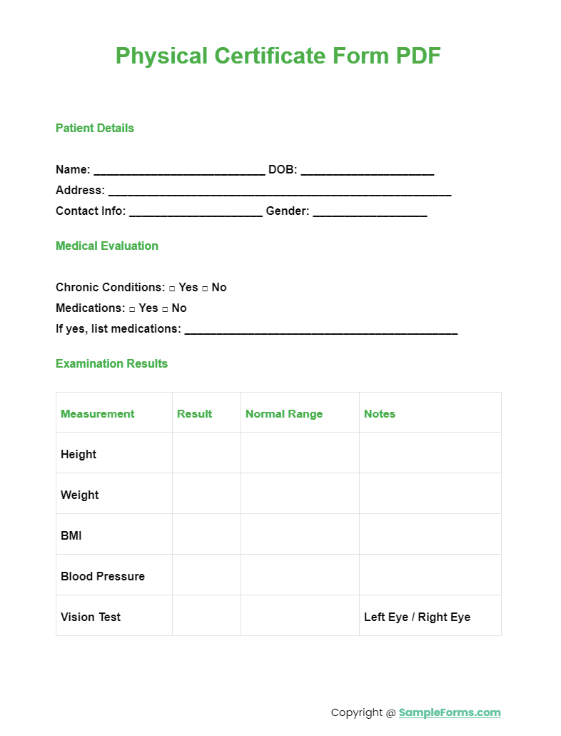 FREE 11+ Physical Certificate Form Samples, PDF, MS Word, Google Docs