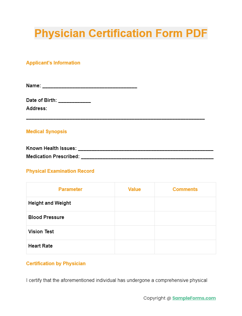 FREE 11+ Physical Certificate Form Samples, PDF, MS Word, Google Docs