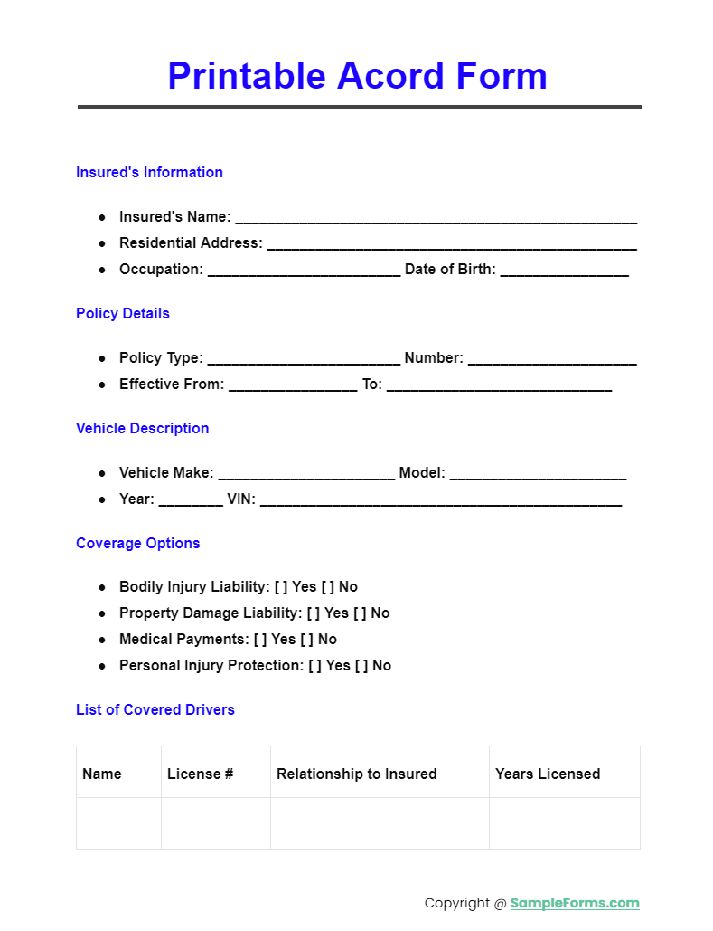 FREE 13+ Acord Form Samples, PDF, MS Word, Google Docs