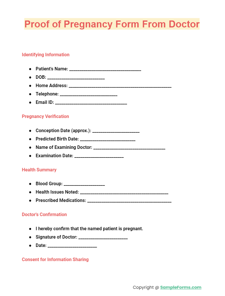 FREE 12+ Proof of Pregnancy Form Samples, PDF, MS WOrd, Google Docs
