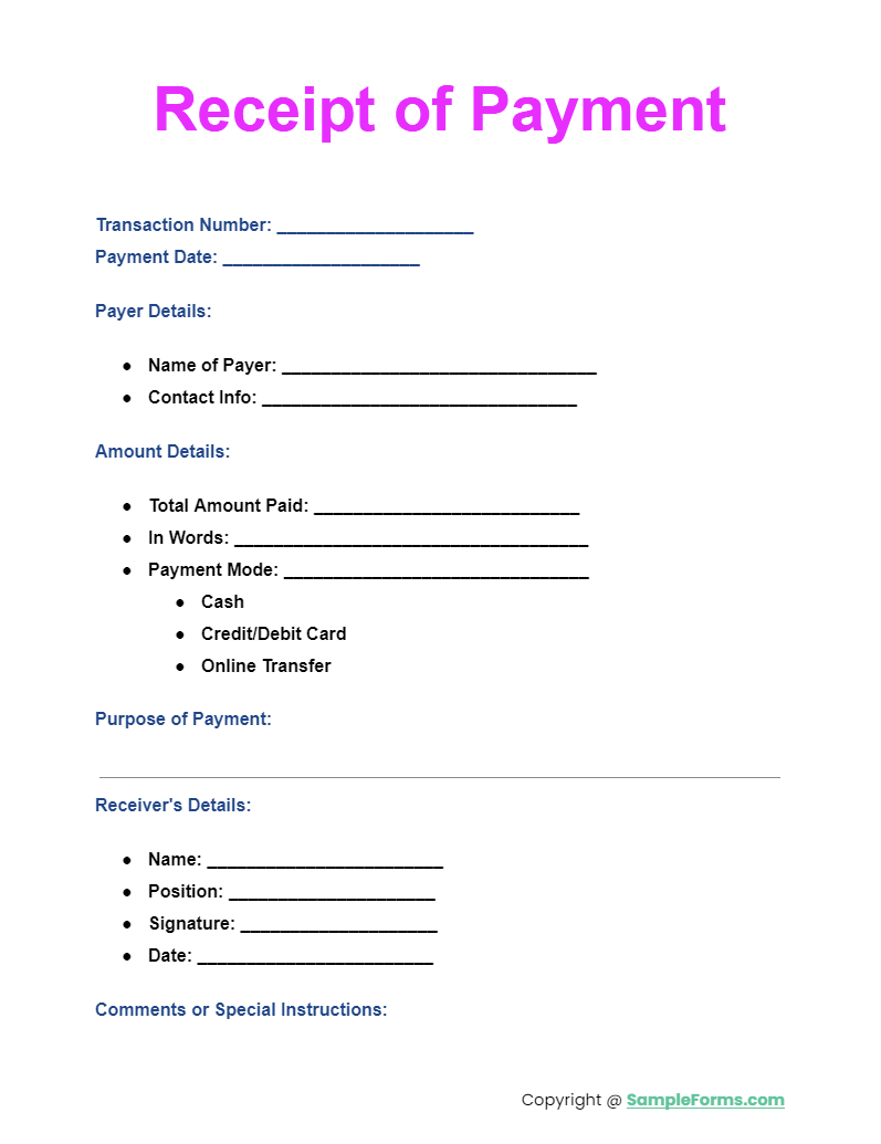 FREE 11+ Payment Receipt Form Samples, PDF, MS Word, Google Docs, Excel
