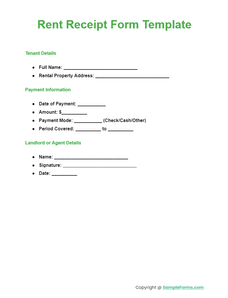FREE 15+ Rent Receipt Form Samples, PDF, MS Word, Google Docs, Excel