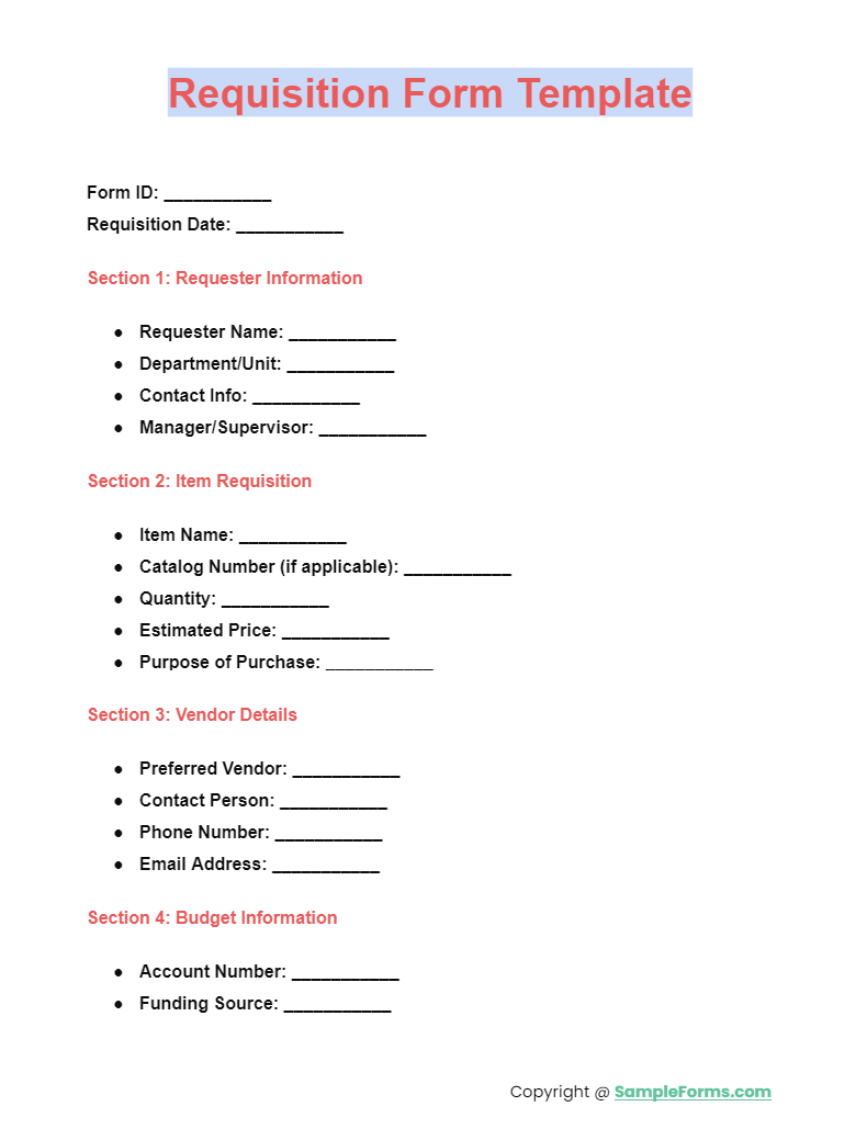 FREE 16+ Requisition Form Samples, PDF, MS Word, Google Docs, Excel
