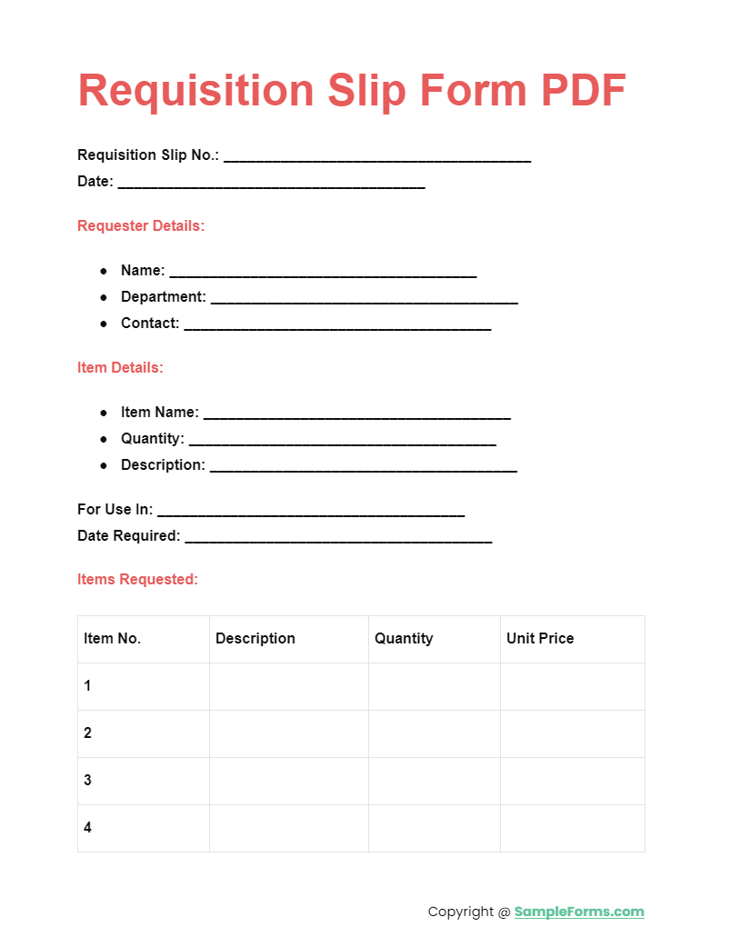 FREE 13+ Requisition Slip Form Samples, PDF, MS Word, Google Docs