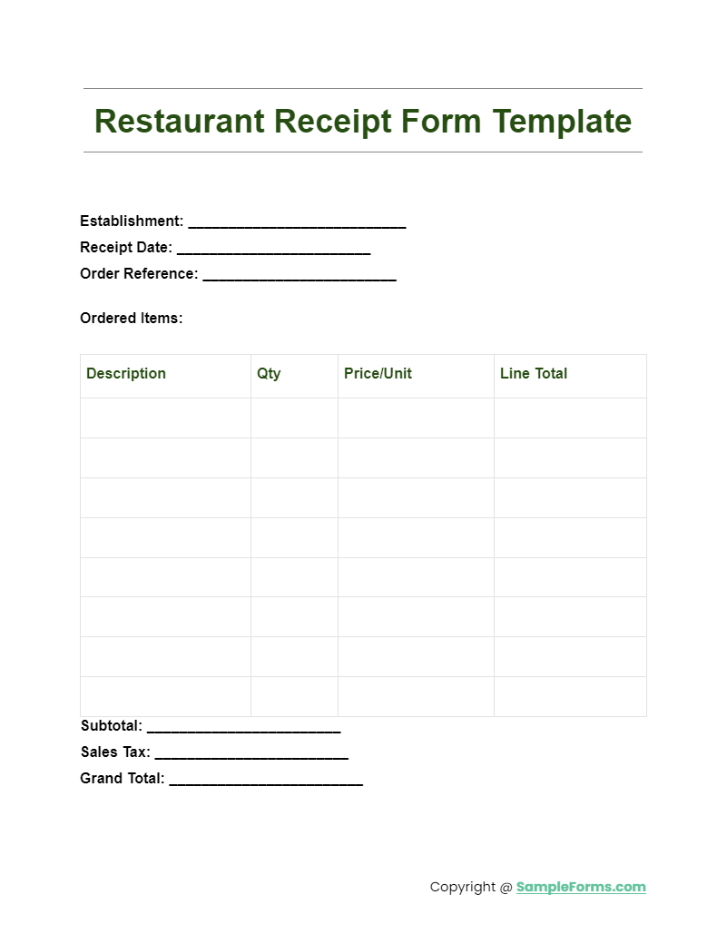 FREE 13+ Restaurant Receipt Form Samples, PDF, MS Word, Google Docs Excel
