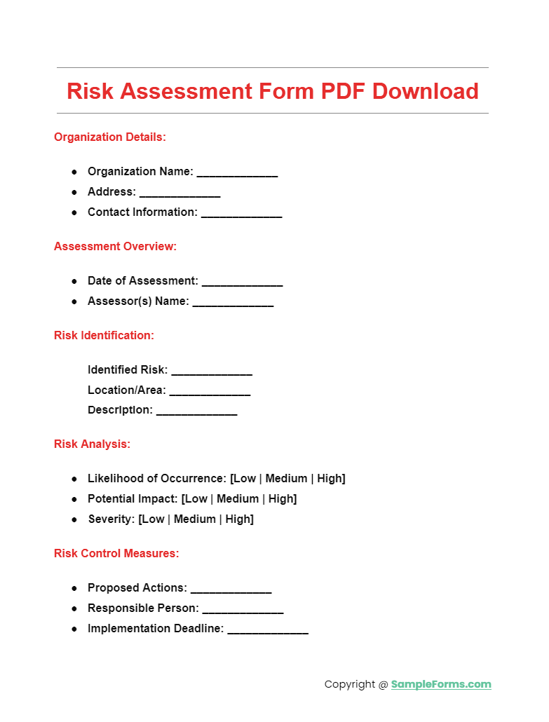FREE 14+ Risk Assessment Form Samples, PDF, MS Word, Google Docs, Excel