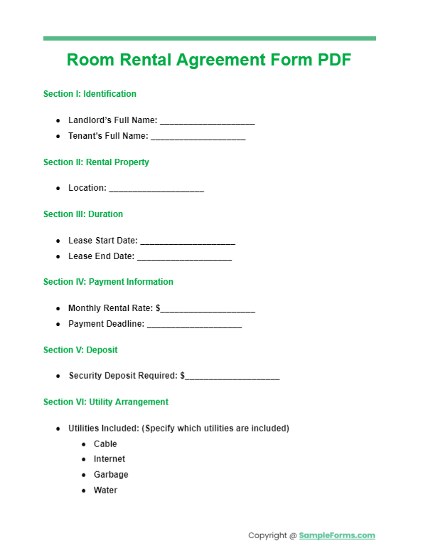 FREE 13+ Room Rental Agreement Form Samples, PDF, MS Word, Google Docs