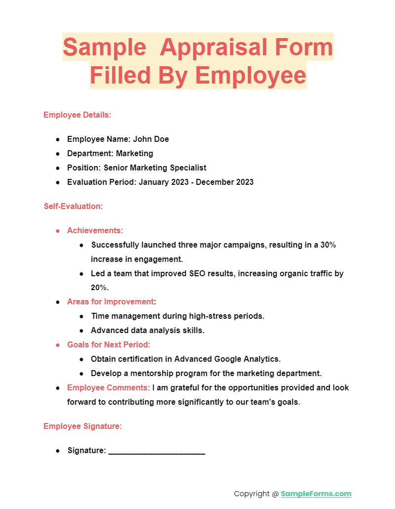 FREE 18+ Employee Appraisal Form Samples, PDF, MS Word, Google Docs, Excel