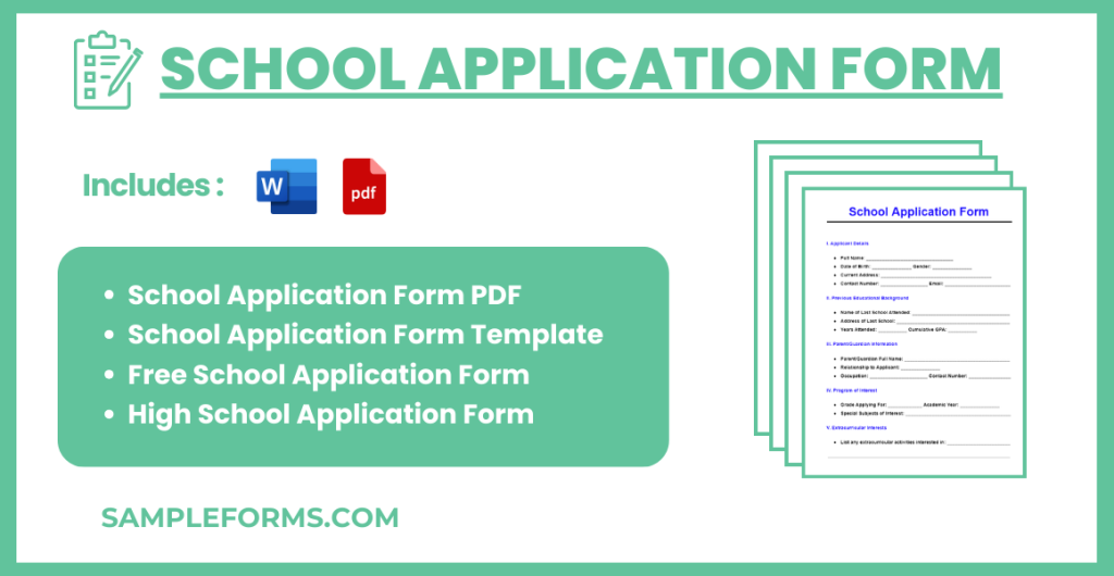 FREE 13+ School Application Form Samples, PDF, MS Word, Google Docs, Excel