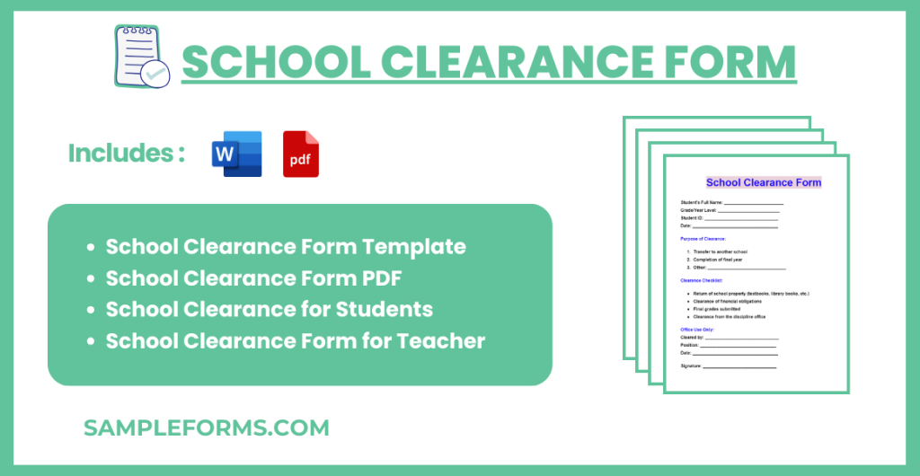 FREE 14+ School Clearance Form Samples, PDF, MS Word, Google Docs, Excel