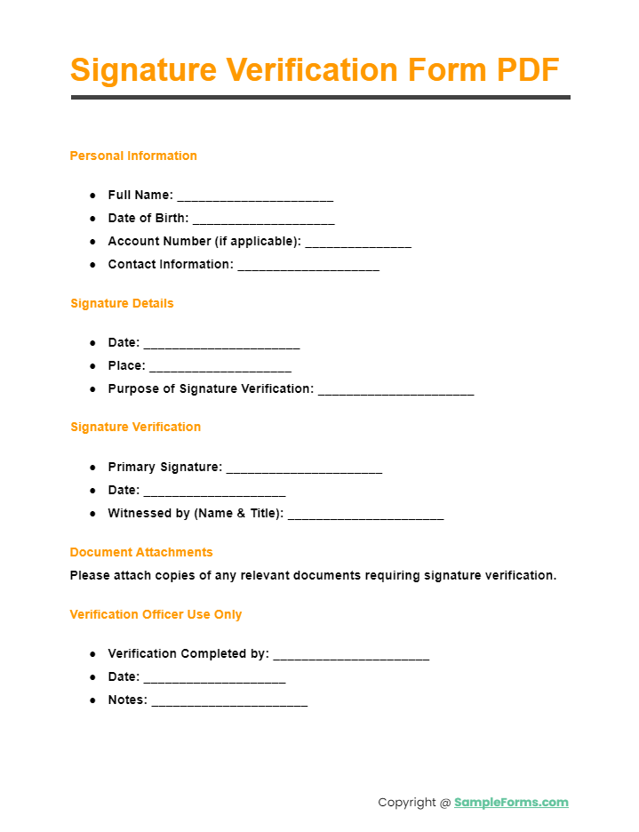 Free 13+ Signature Verification Form Samples, PDF, MS Word, Google Docs,