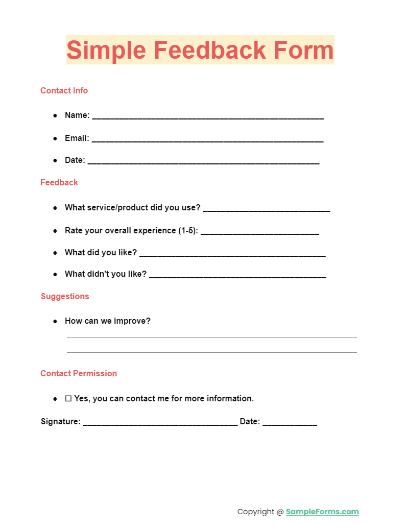 FREE 29+ Customer Feedback Form Samples, PDF, MS Word, Google Docs
