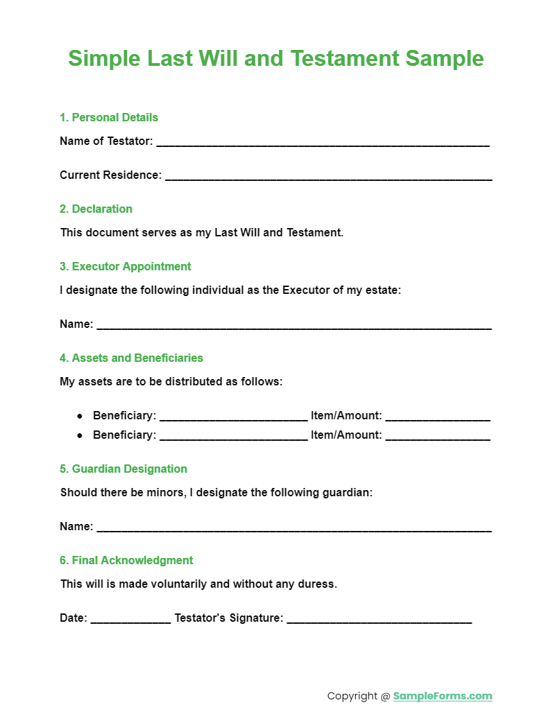 FREE 10+ Last Will and Testament Form Samples, PDF, MS Word, Google Docs