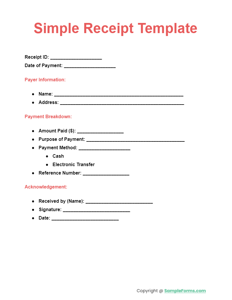 FREE 11+ Payment Receipt Form Samples, PDF, MS Word, Google Docs, Excel
