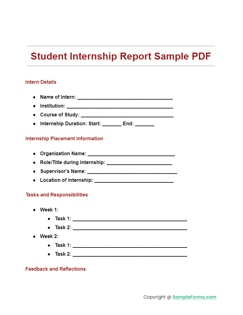 FREE 11+ Internship Report Form Samples, PDF, MS Word, Google Docs