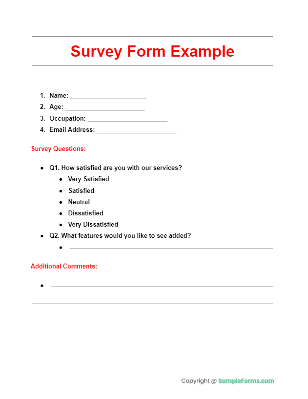 FREE 19+ Survey Form Samples, PDF, MS Word, Google Docs, Excel