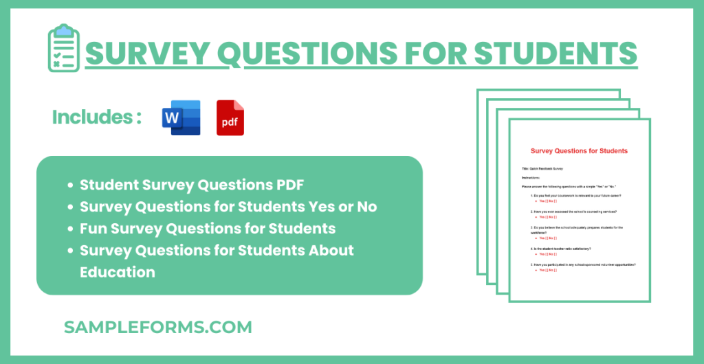 FREE 14+ Survey Questions for Students Samples, PDF, MS Word, Google Docs