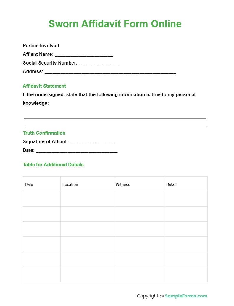 FREE 12+ Sworn Affidavit Form Samples, PDF, MS Word, Google Docs