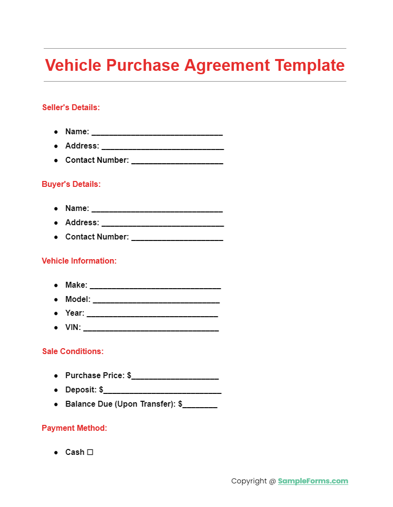 FREE 11+ Vehicle Purchase Agreement Samples, PDF, MS Word, Google Docs