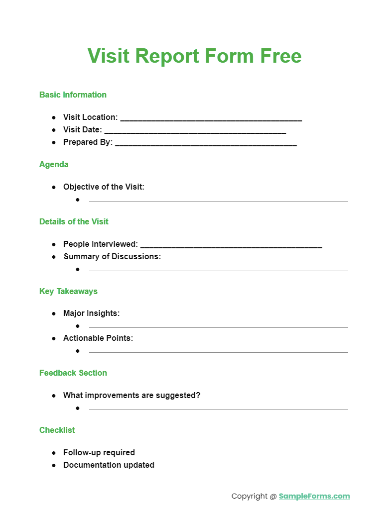 FREE 13+ Visit Report Form Samples, PDF, MS Word Google Docs