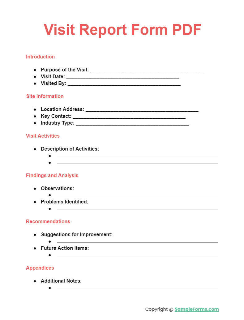 FREE 13+ Visit Report Form Samples, PDF, MS Word Google Docs