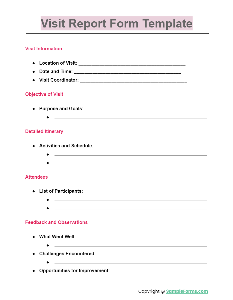 FREE 13+ Visit Report Form Samples, PDF, MS Word Google Docs