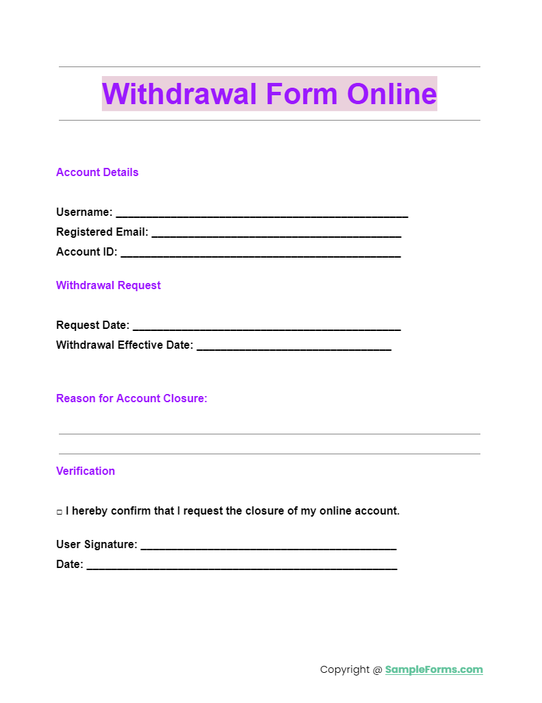 FREE 35+ Withdrawal Form Samples, PDF, MS Word, Google Docs, Excel