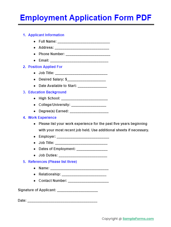 FREE 15+ Employment Application Form Samples, PDF, MS Word, Google Docs