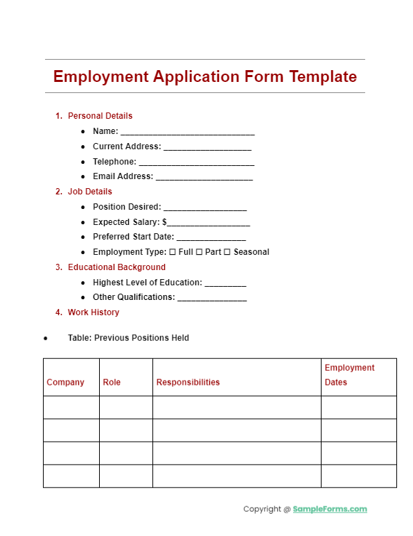 FREE 15+ Employment Application Form Samples, PDF, MS Word, Google Docs