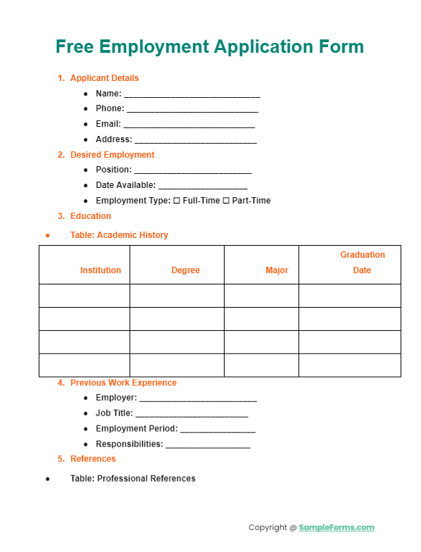 FREE 15+ Employment Application Form Samples, PDF, MS Word, Google Docs