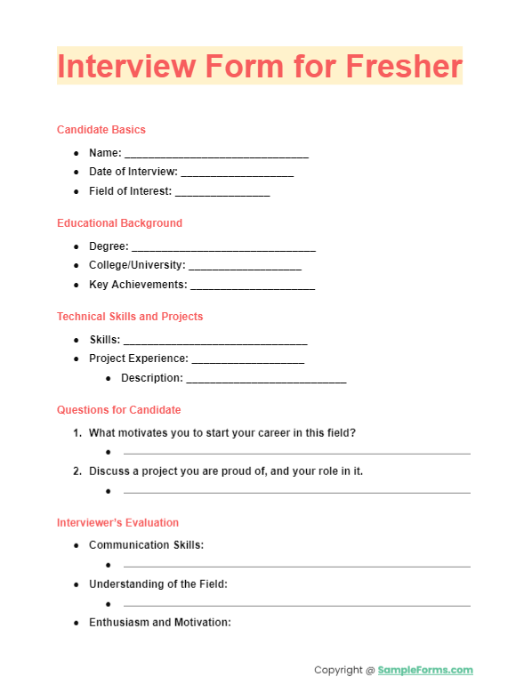FREE 41+ Interview Form Samples, PDF, MS Word, Google Docs, Excel