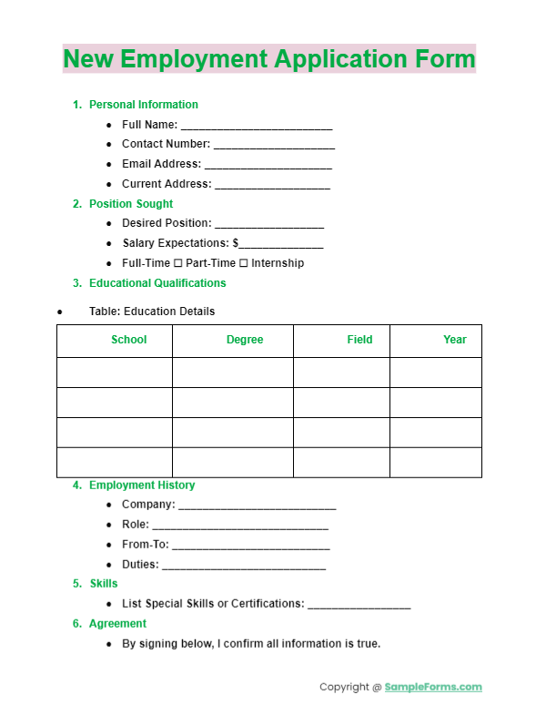 FREE 15+ Employment Application Form Samples, PDF, MS Word, Google Docs