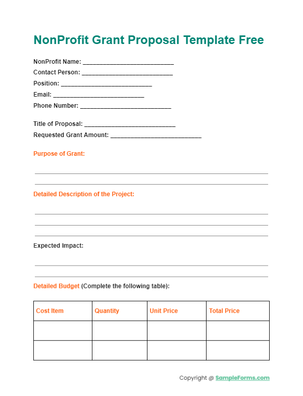 FREE 11+ Grant Proposal Form Samples, PDF, MS Word, Google Docs