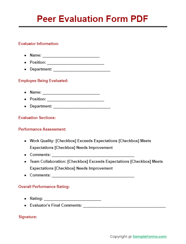 FREE 16+ Peer Evaluation Form Samples, PDF, MS Word, Google Docs, Excel