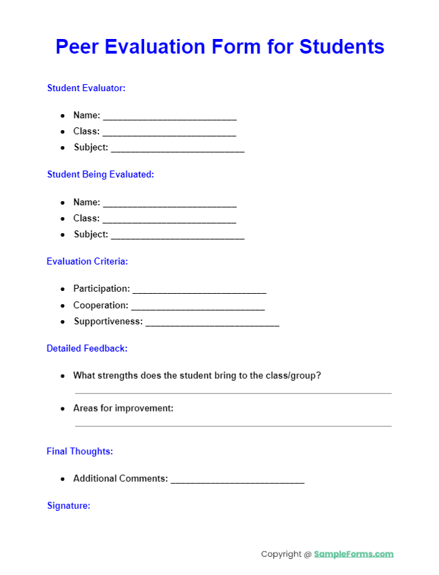 FREE 16+ Peer Evaluation Form Samples, PDF, MS Word, Google Docs, Excel