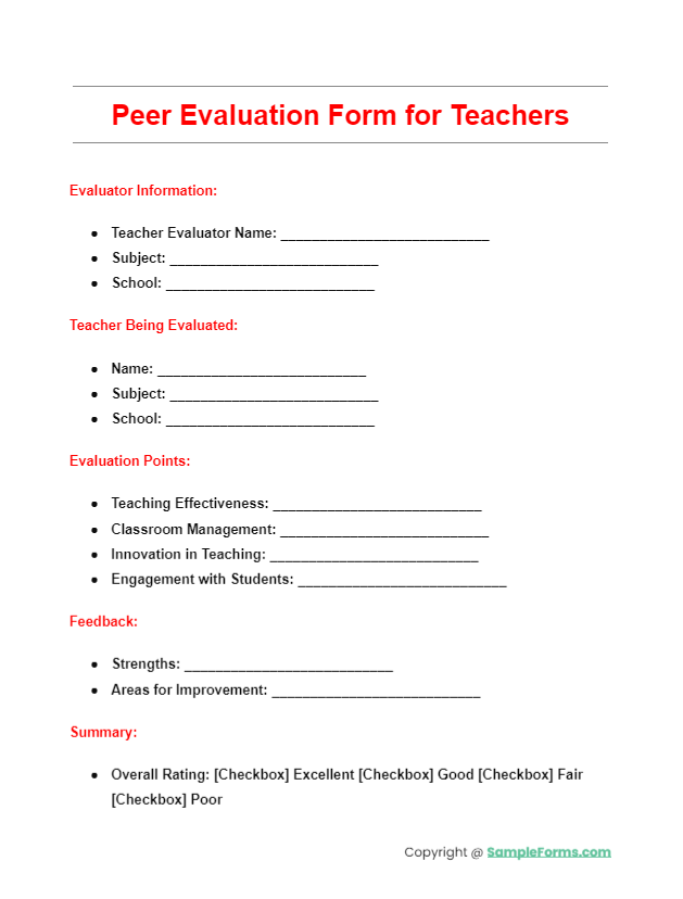 FREE 16+ Peer Evaluation Form Samples, PDF, MS Word, Google Docs, Excel