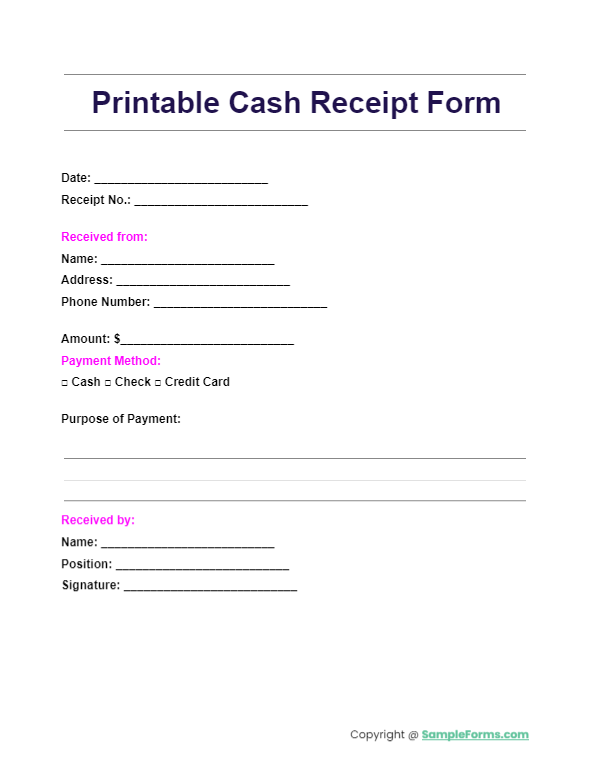 FREE 16+ Cash Receipt Form Samples, PDF, MS Word, Google Docs, Excel
