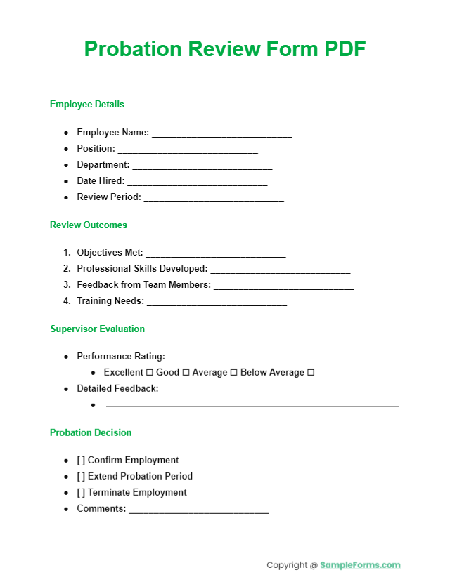 FREE 15+ Probation Review Form Samples, PDF, MS Word, Google Docs