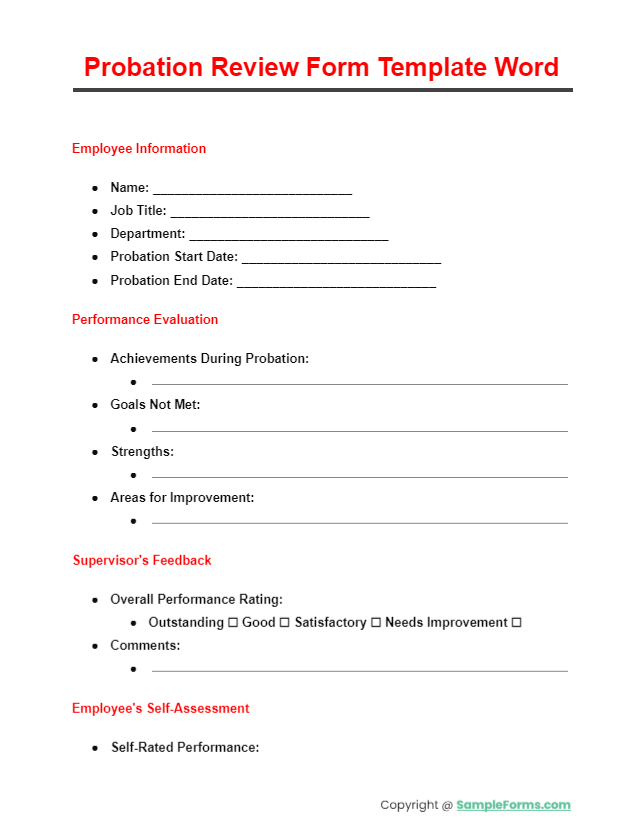 FREE 15+ Probation Review Form Samples, PDF, MS Word, Google Docs